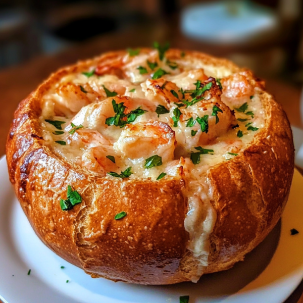 Stuffed Seafood Bread Bowl - skilledcooks