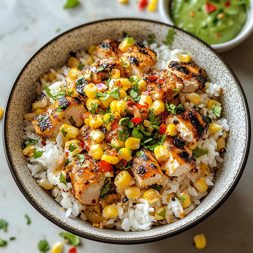 Street Corn Chicken Rice Bowl - skilledcooks