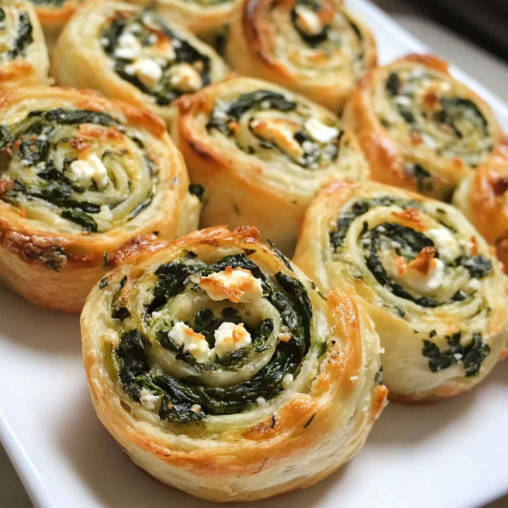 Spinach Feta Pinwheels - skilledcooks