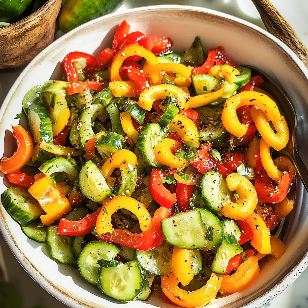 Cucumber & Bell Pepper Salad - skilledcooks
