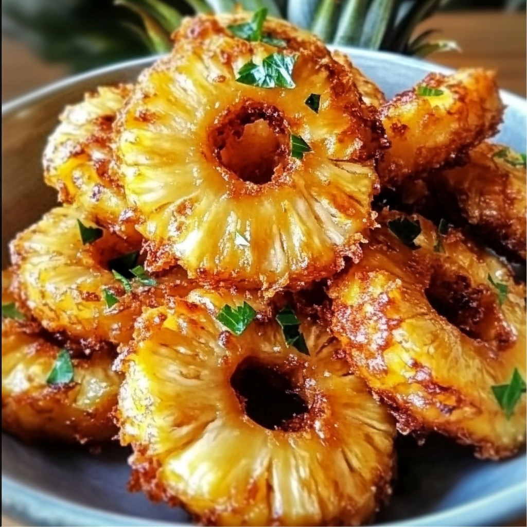 Rum-Soaked Pineapple Rings - skilledcooks