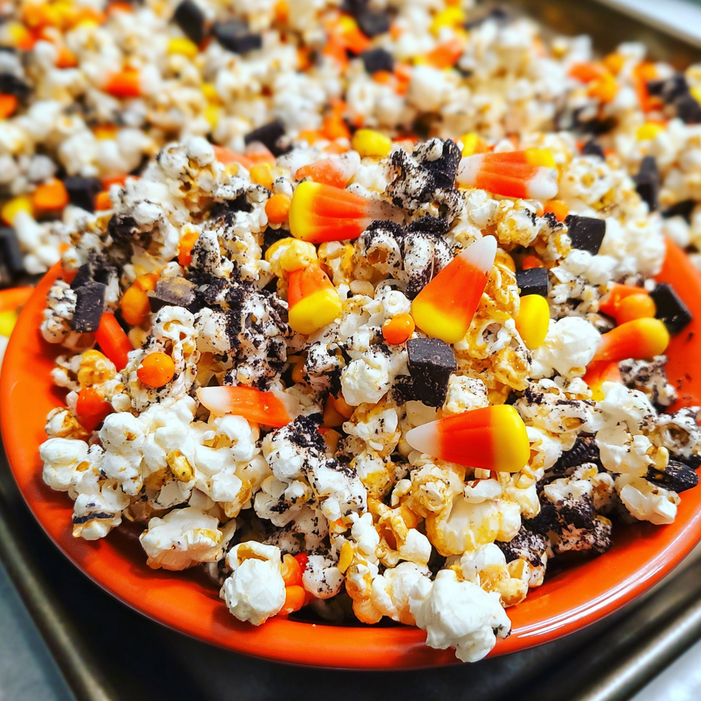Colorful Halloween Popcorn Mix - skilledcooks